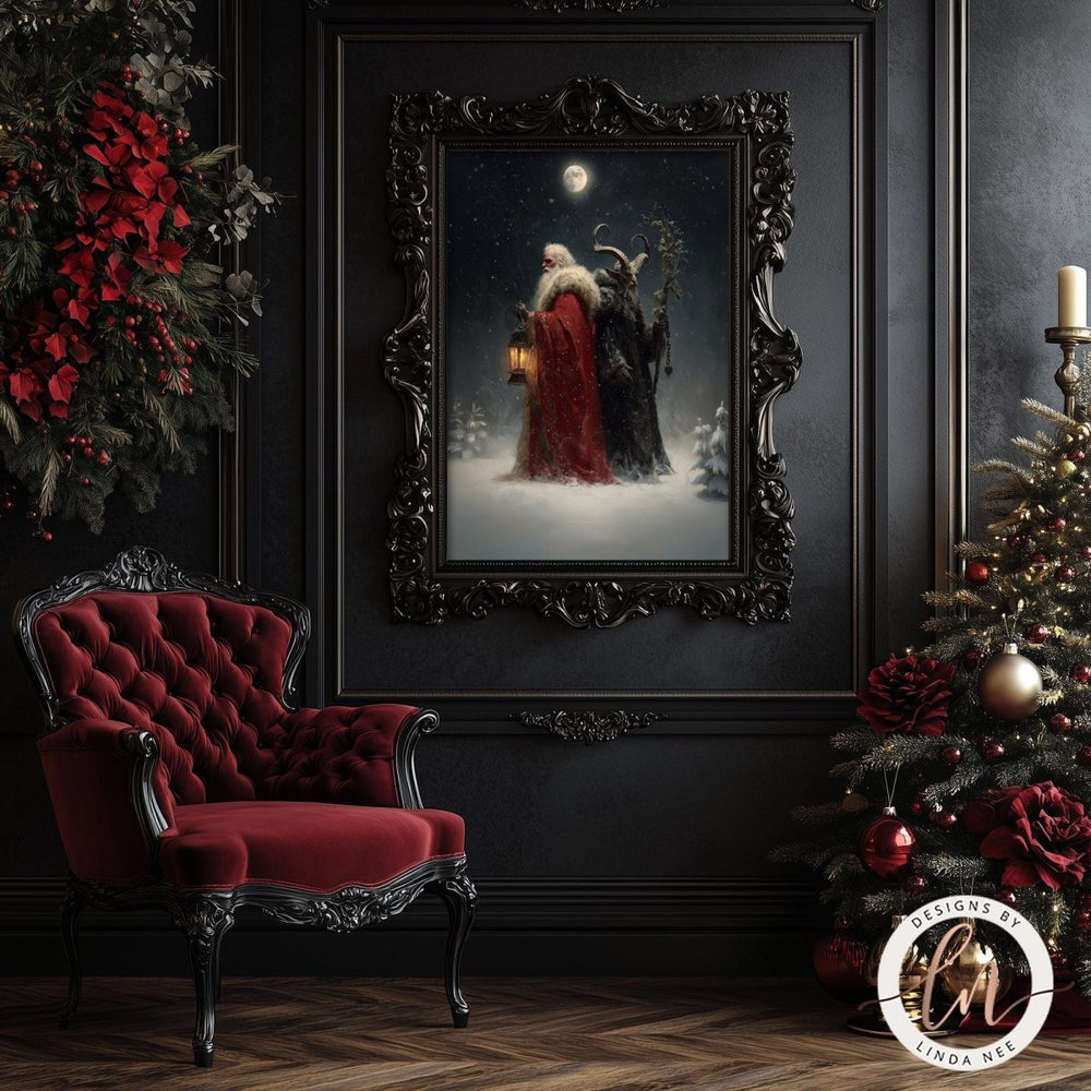 Santa & Krampus Gothmas Print | Gothic Christmas Art