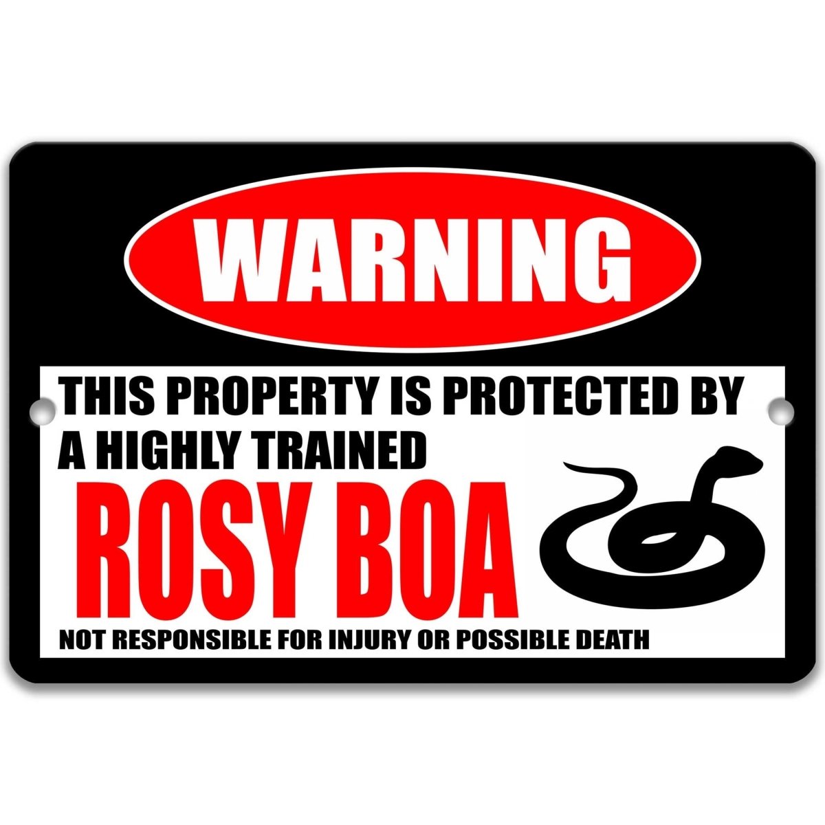 Rosy Boa Warning Sign - Durable Aluminum Metal Decor